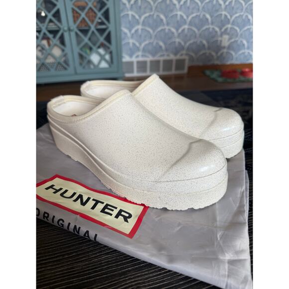 Hunter | Shoes | Hunter Play Starcloud White And Glitter Platform Clogs ...